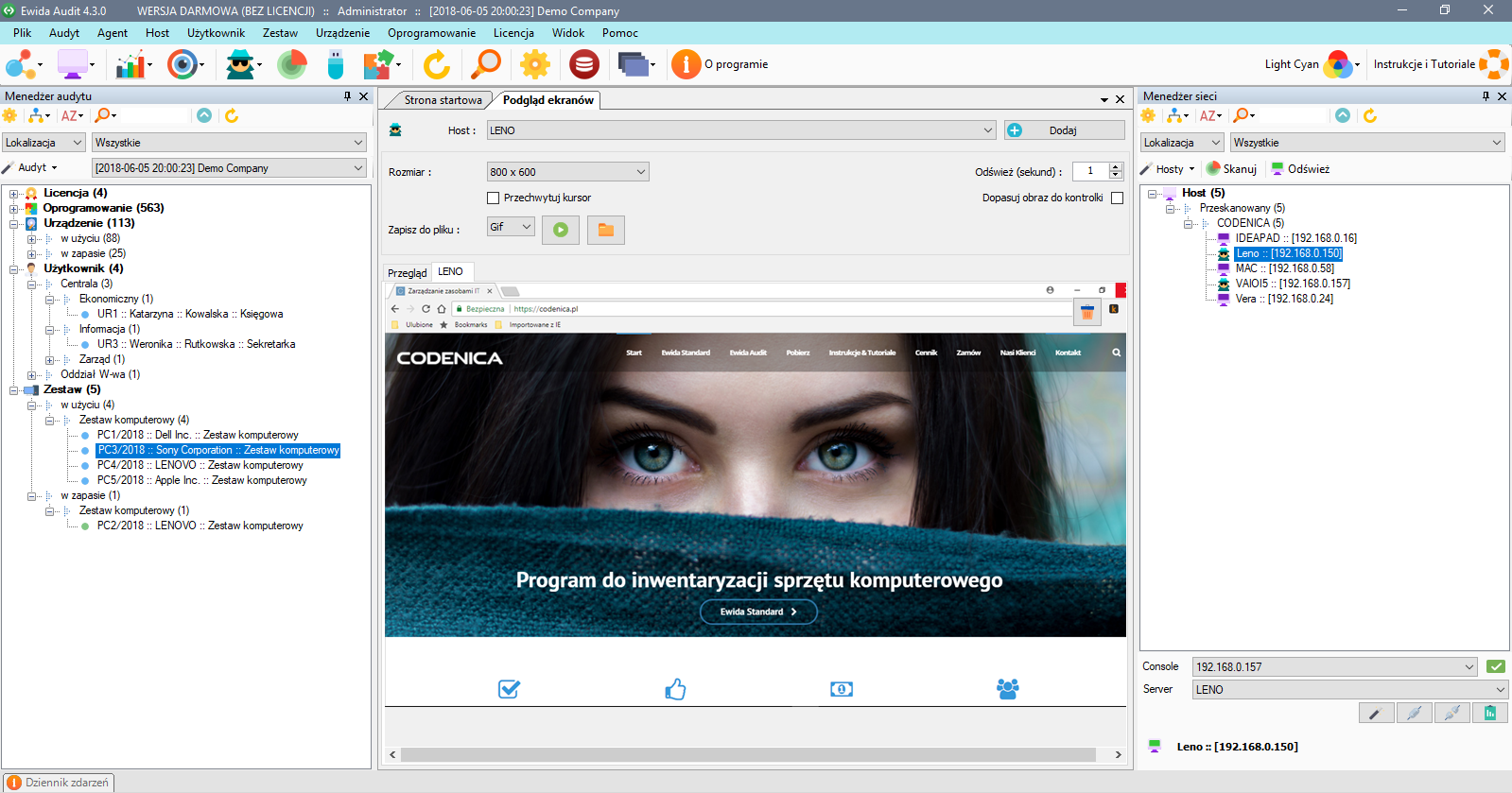 Monitorowanie komputera i audyt oprogramowania - Program Ewida Audit