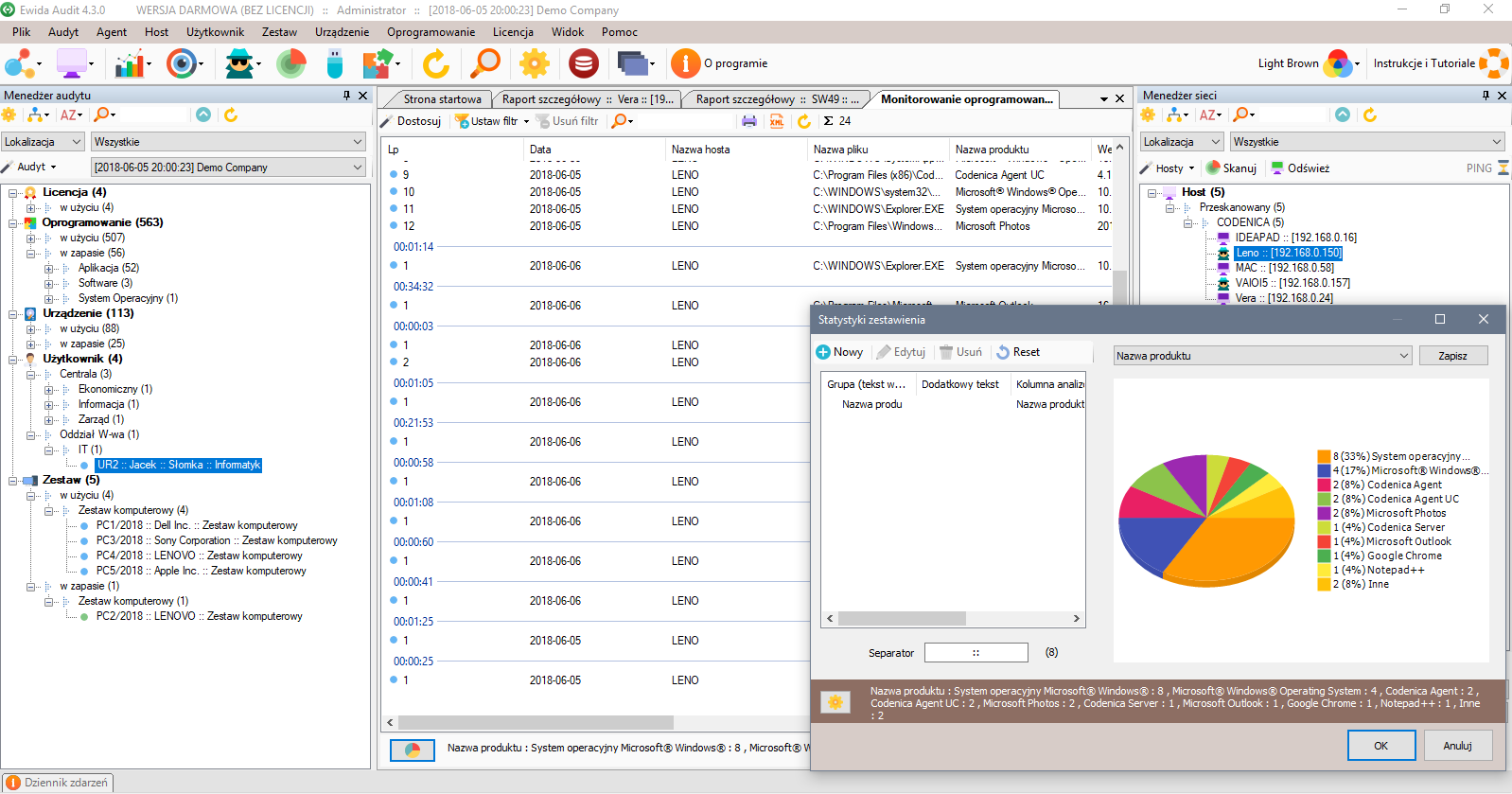 Monitorowanie komputera i audyt oprogramowania - Program Ewida Audit